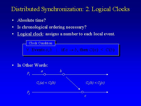 Distributed Synchronization: 2. Logical Clocks