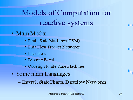 Models Of Computation For Reactive Systems