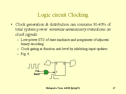 Logic circuit Clocking
